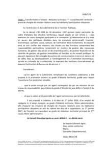 Délib n°111 Transformation d’emploi Attaché – Chargée de missions ...