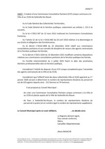 Délib n°77 Création d’une CCP unique – Sotteville-lès-Rouen