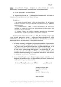 Délib n°82 Renouvellement d’emploi cat C Assistante administrative ou ...