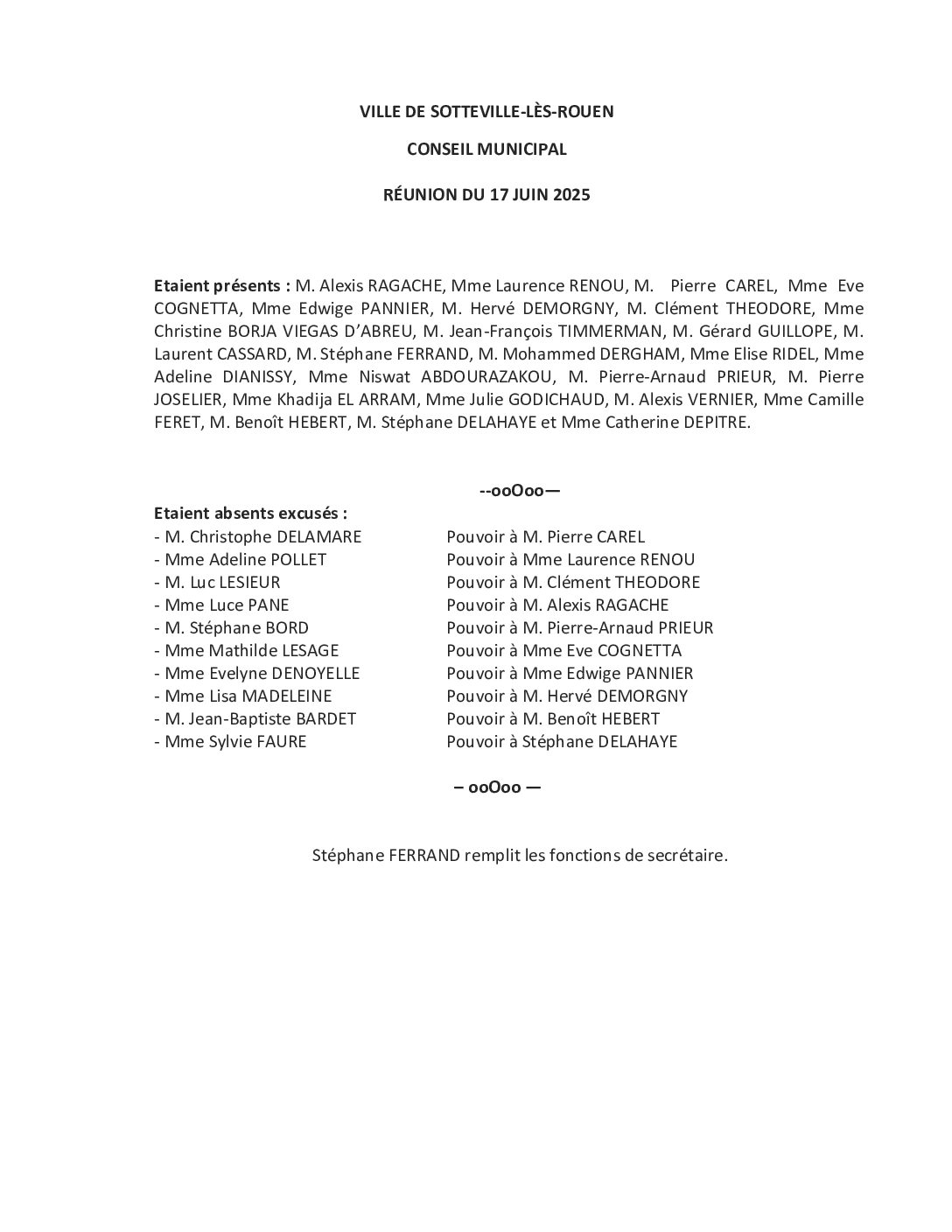 Procès-verbal du Conseil Municipal du 17 Juin 2025 - Sotteville-lès-Rouen